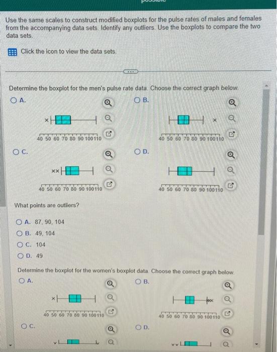Solved Use the same scales to construct modified boxplots | Chegg.com