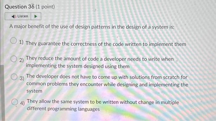 Solved For each class in the problem domain, there must be: | Chegg.com