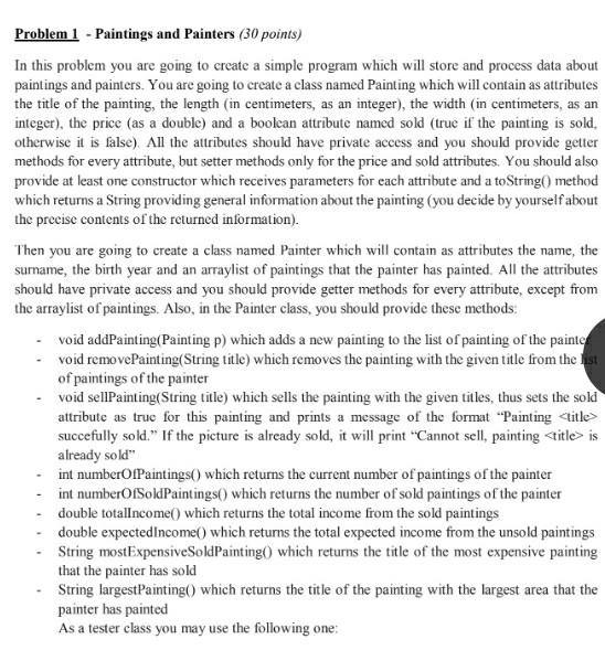 Solved Problem 1 - Paintings and Painters (30 points) In | Chegg.com