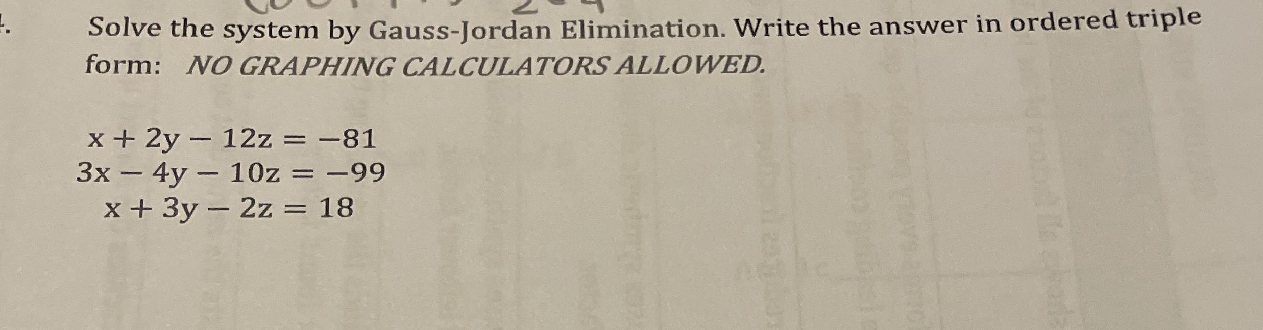 Solved Solve the system by Gauss-Jordan Elimination. Write | Chegg.com