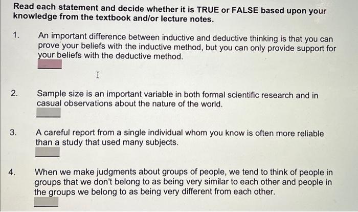 Solved Read each statement and decide whether it is TRUE or | Chegg.com