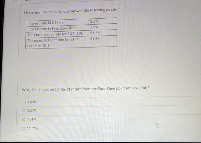 Solved Please use the data below, to answer the following | Chegg.com