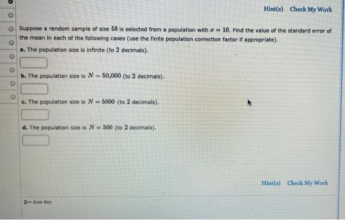 Solved > Hint(s) Check My Work o o o Suppose a random sample | Chegg.com