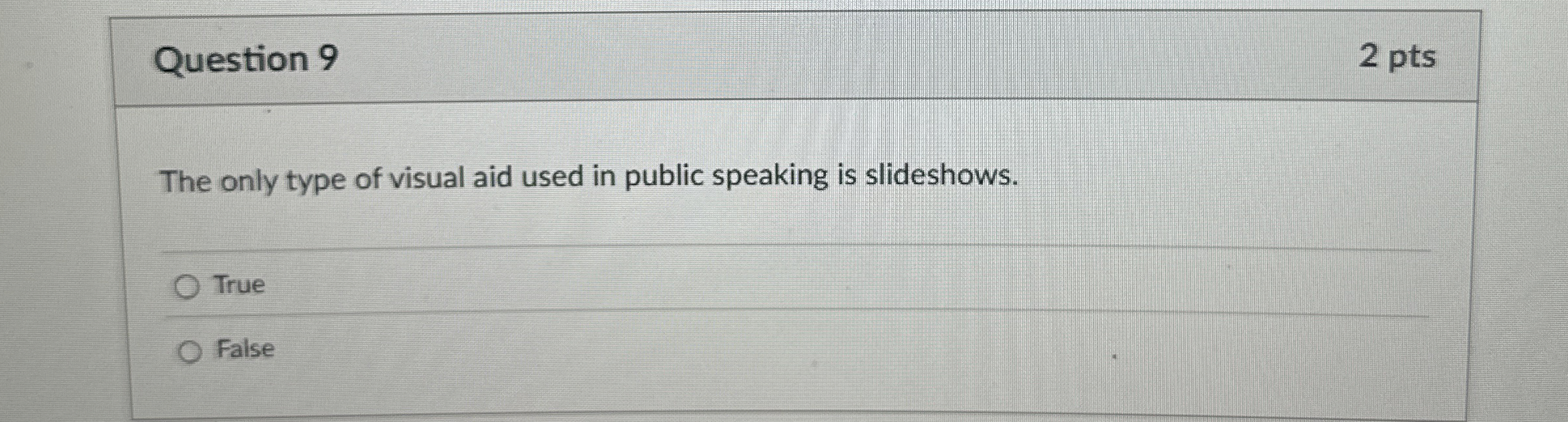 Solved Question 92 ﻿ptsThe only type of visual aid used in | Chegg.com