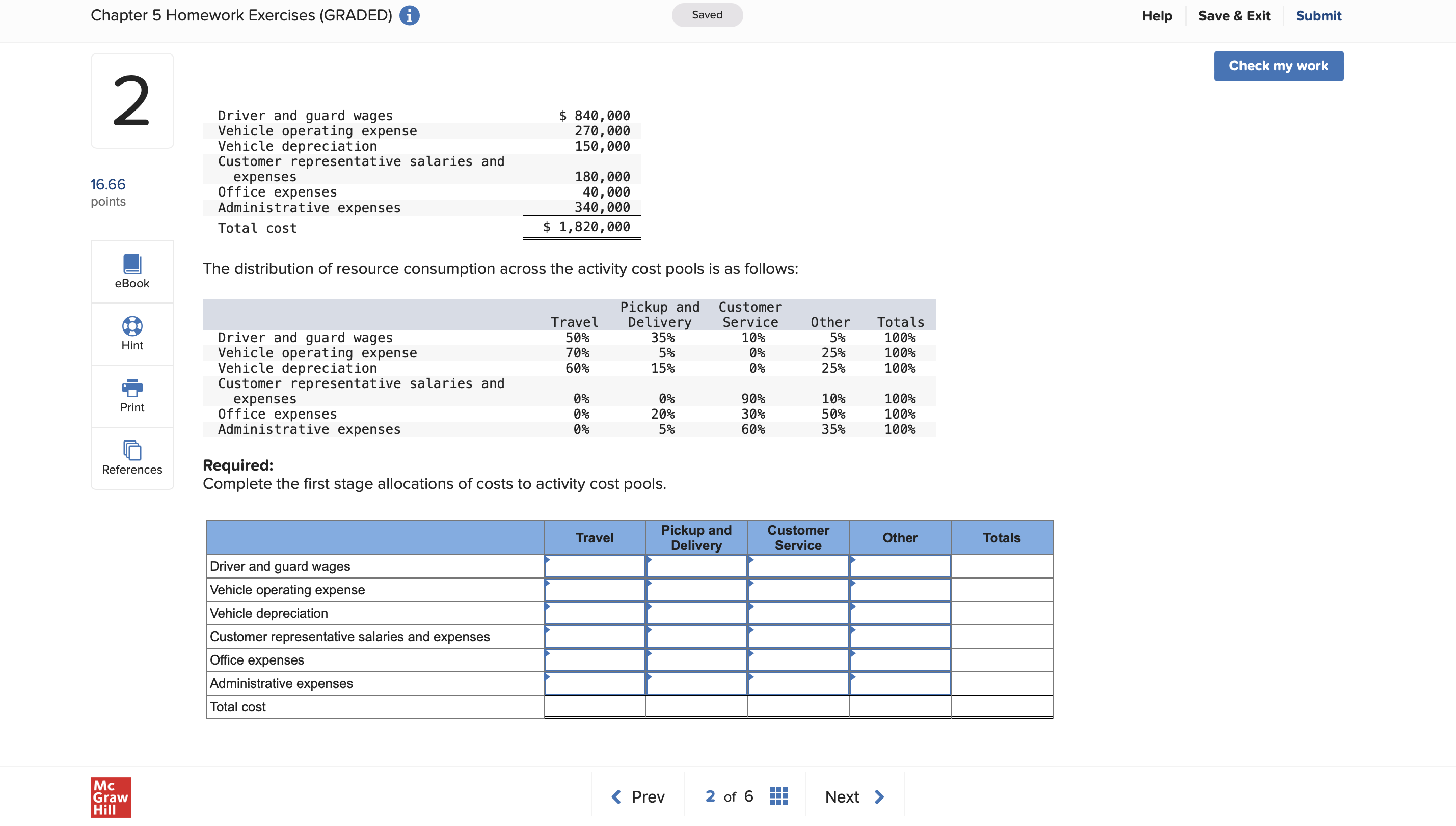Solved Complete the first stage allocations of costs to | Chegg.com