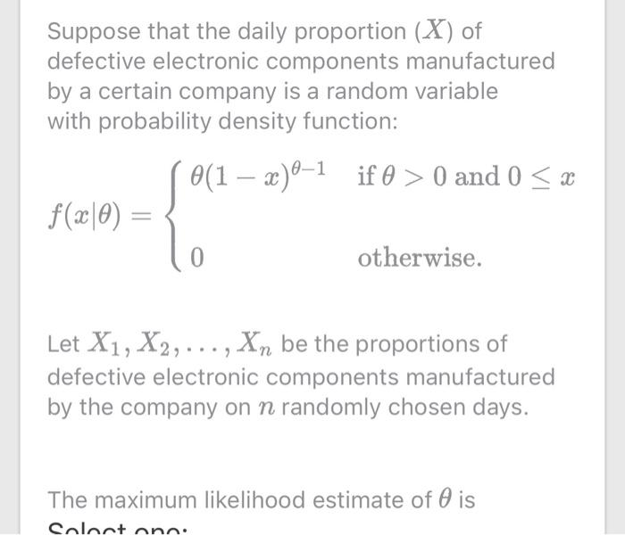 Solved Let f(x)=(1−x)θ−1θ. Then, the respective ∏i=1nf(xi) | Chegg.com
