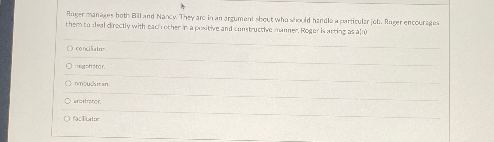 Solved Roger manages both Bill and Nancy. They are in an | Chegg.com