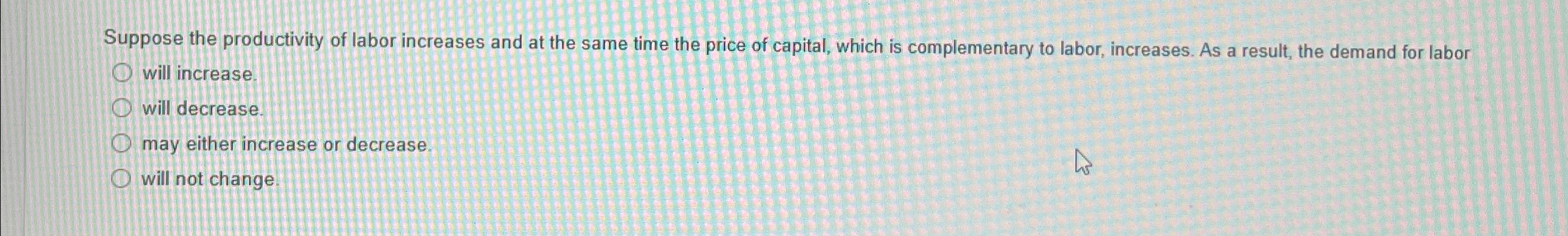 Solved Suppose the productivity of labor increases and at | Chegg.com