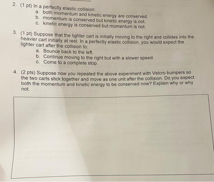 Solved You conducted a "Perfectly Elastic Collision" | Chegg.com