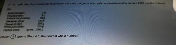 Solved Inswer: (1) grams (Round to the nearest whole | Chegg.com
