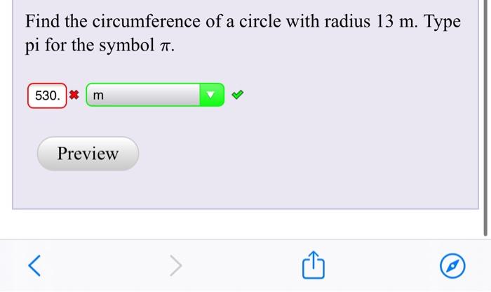 Solved Find the circumference of a circle with radius 13 m. | Chegg.com