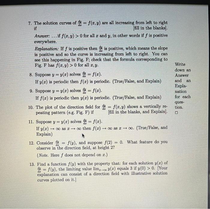 [Solved]: help with this homework? 7. The solution curves of