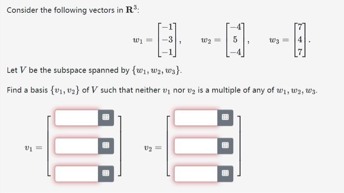 Solved Consider the following vectors in R3. | Chegg.com