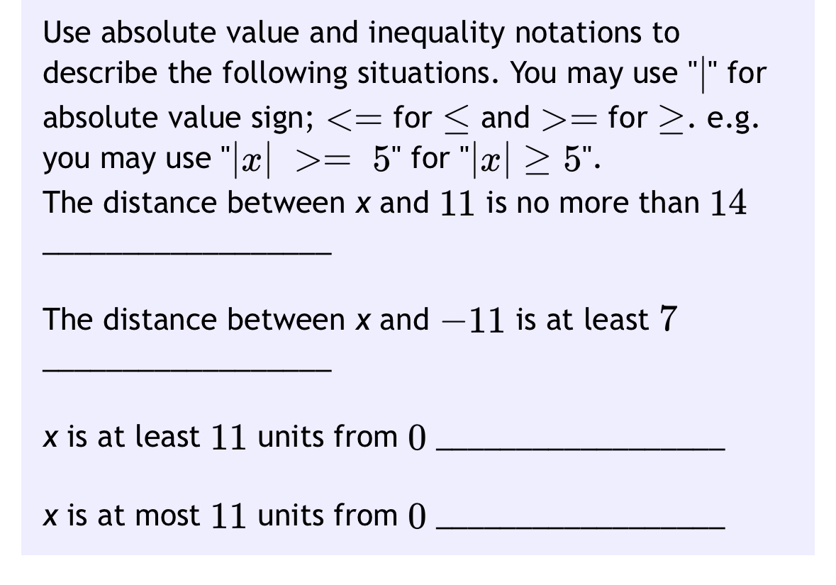 Solved Use absolute value and inequality notations to | Chegg.com