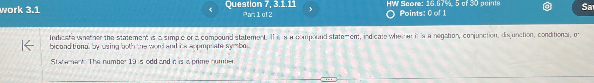 Solved work 3.1Question 7, 3.1.11HW Score: 16.67%,5 ﻿of 30 | Chegg.com