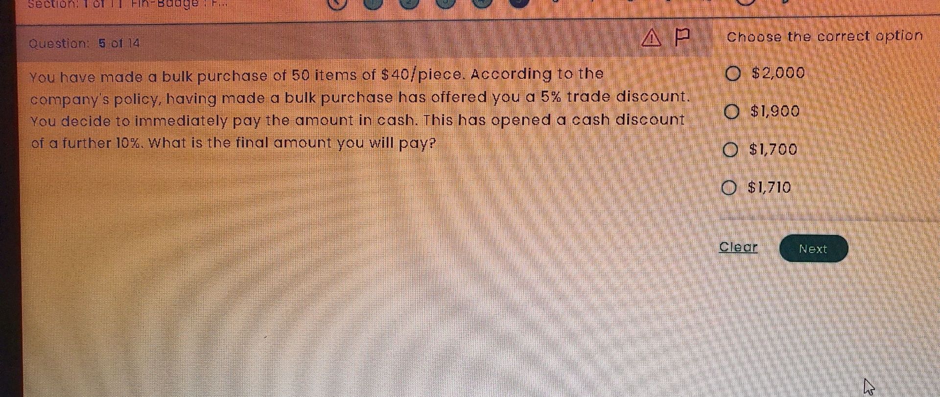 Solved Question: 5 ﻿of 14You have made a bulk purchase of 50 | Chegg.com