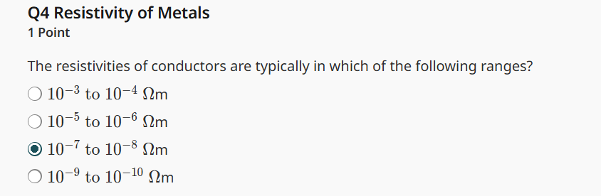Solved Q4 ﻿Resistivity of ﻿Metals1 ﻿PointThe resistivities | Chegg.com