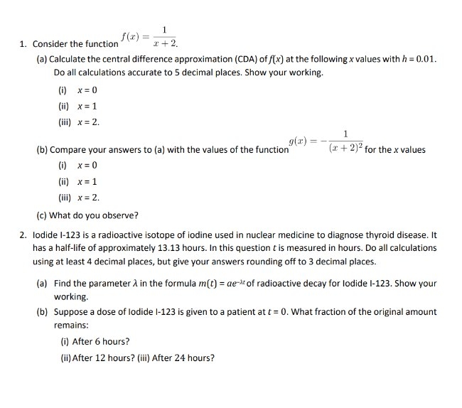Solved Consider the function f(x)=1x+2.(a) ﻿Calculate the | Chegg.com