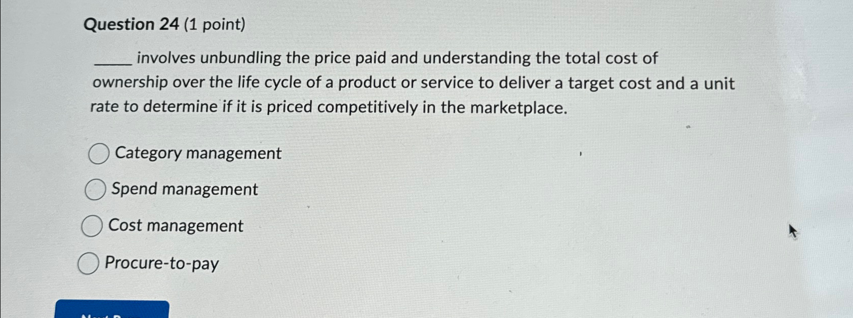 Solved Question 24 (1 ﻿point)involves unbundling the price | Chegg.com