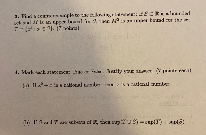 Solved 3. Find a counterexample to the following statement: | Chegg.com