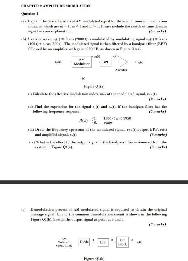 (a) Explain the characteristics of AM modulated | Chegg.com