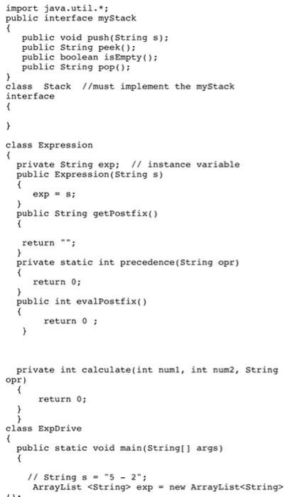 Solved import java.util.*; public interface myStack { public | Chegg.com