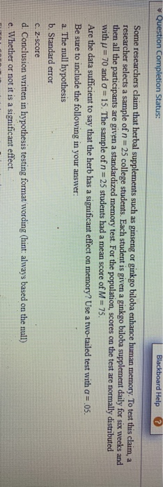 Solved Question Completion Status: Blackboard Help Some | Chegg.com