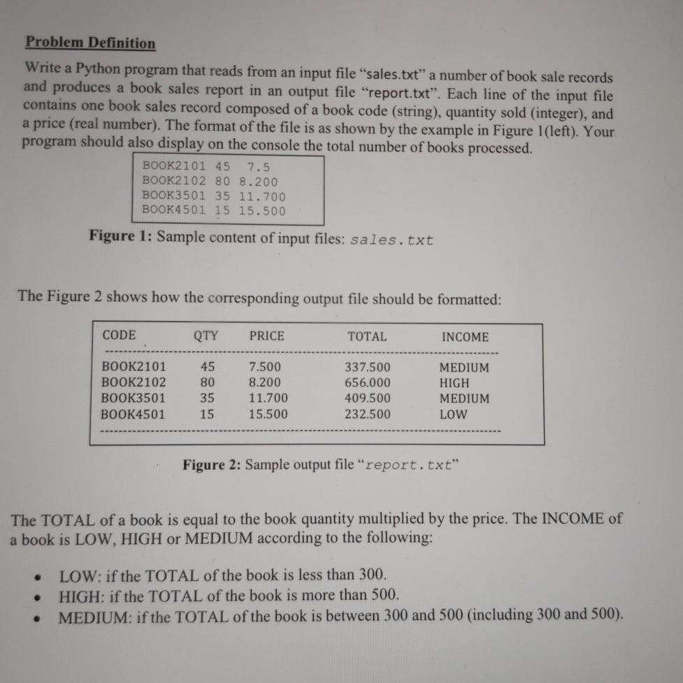 Solved Problem Definition Write a Python program that reads | Chegg.com
