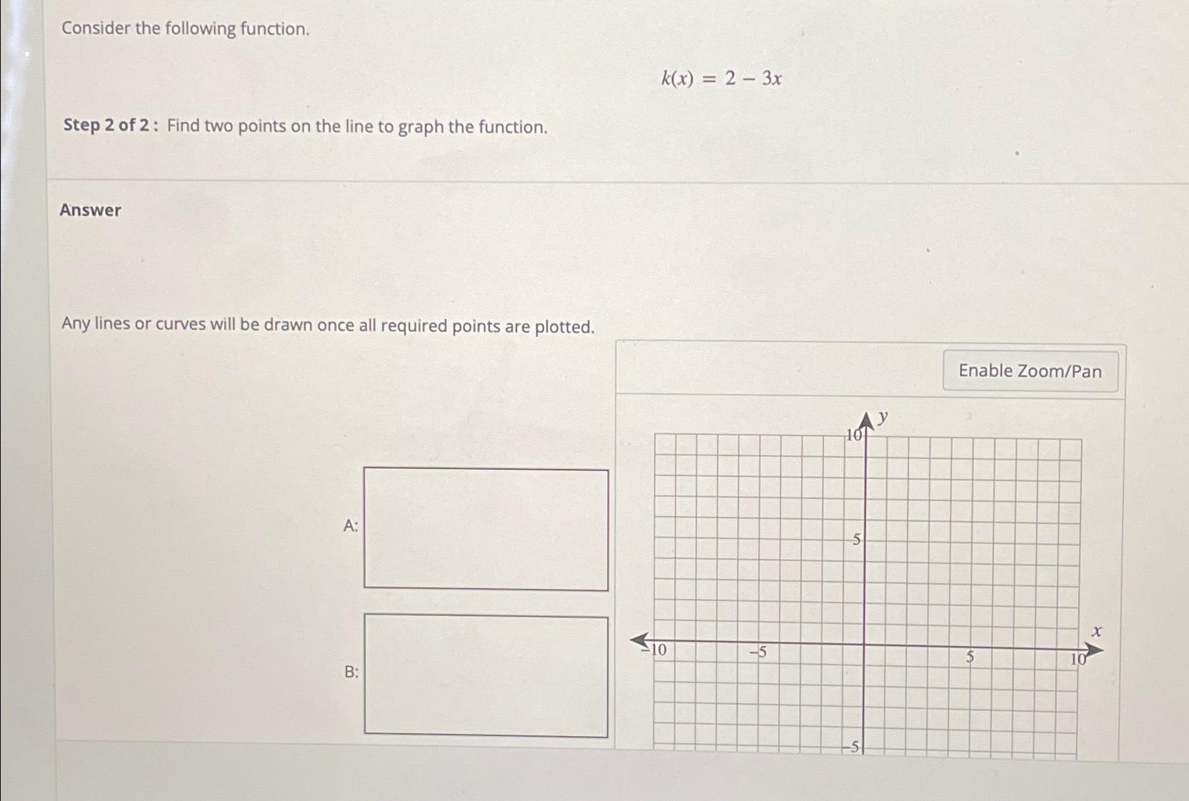 Solved Consider the following function.k(x)=2-3xStep 2 ﻿of | Chegg.com