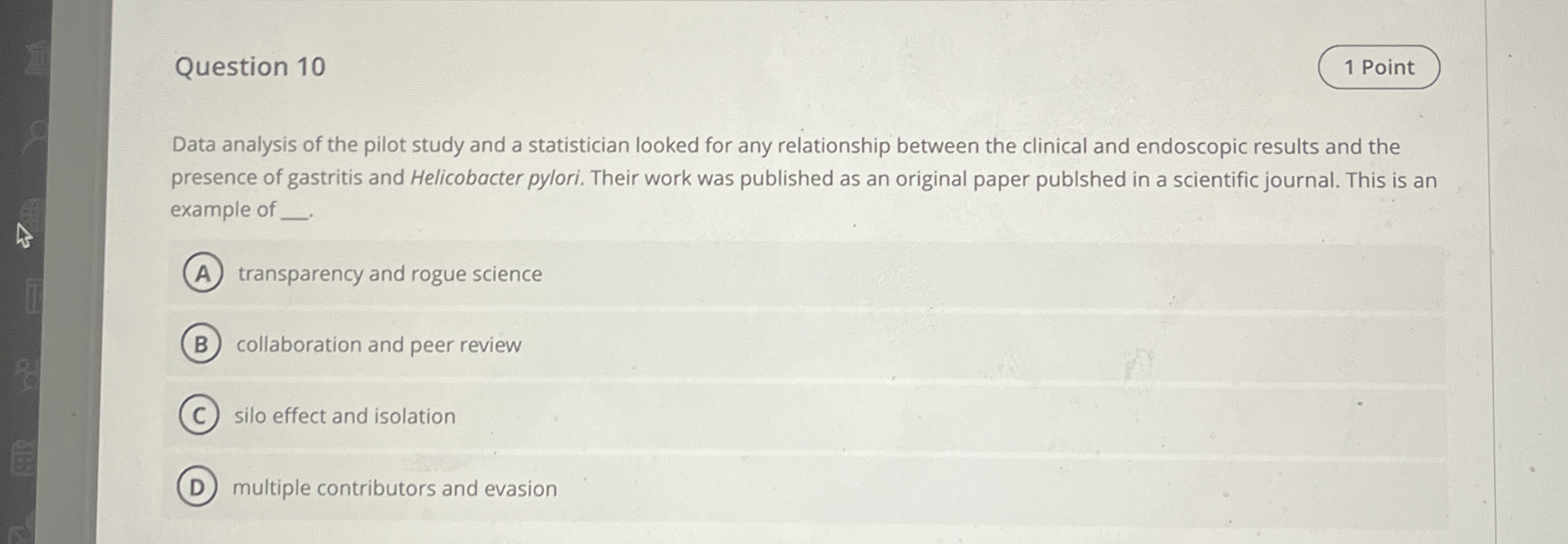 Solved Question 101 ﻿PointData analysis of the pilot study | Chegg.com