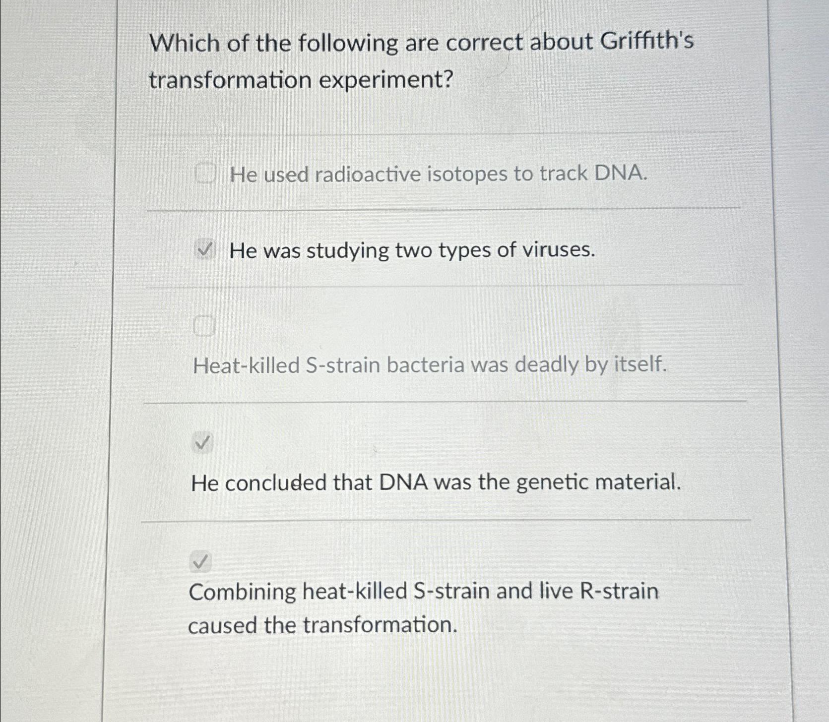 Solved Which of the following are correct about Griffith's | Chegg.com