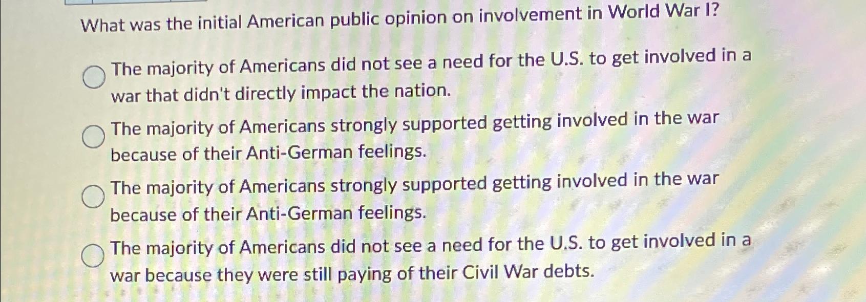 Solved What was the initial American public opinion on | Chegg.com