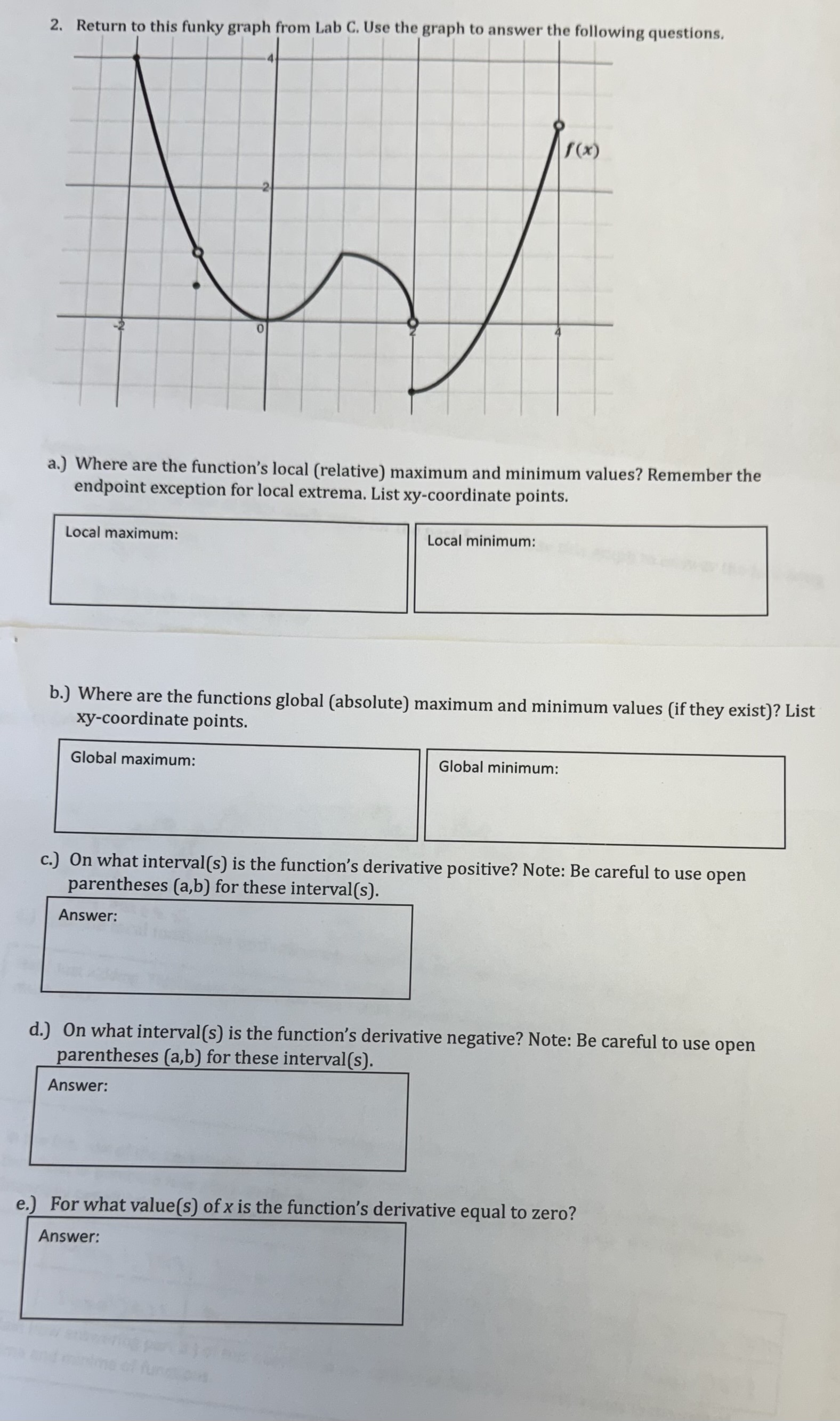 Solved Return to this funky graph from Lab C. ﻿Use the granh | Chegg.com