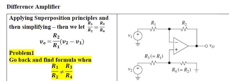 Difference AmplifierProvide a formula showing the | Chegg.com