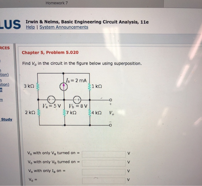 Solved Homework 7 Irwin & Nelms, Basic Engineering Circuit | Chegg.com