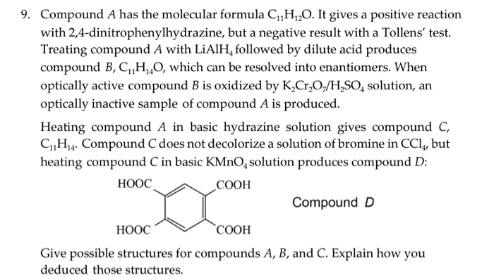 Solved 9. Compound A has the molecular formula CiH 20. It | Chegg.com