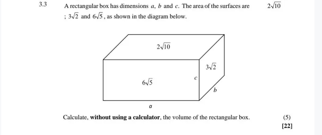 Solved 3.3 ﻿A rectangular box has dimensions a,b ﻿and c. | Chegg.com