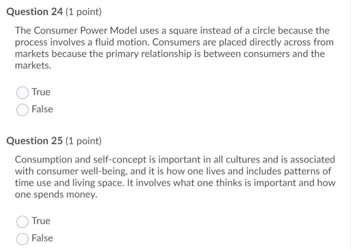 Solved Question 24 (1 point) The Consumer Power Model uses a | Chegg.com