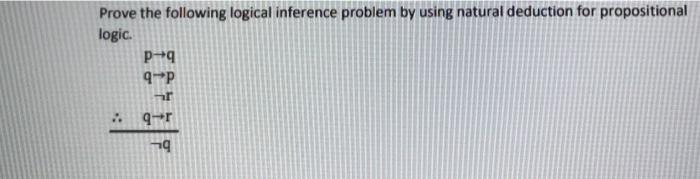 Solved Prove the following logical inference problem by | Chegg.com