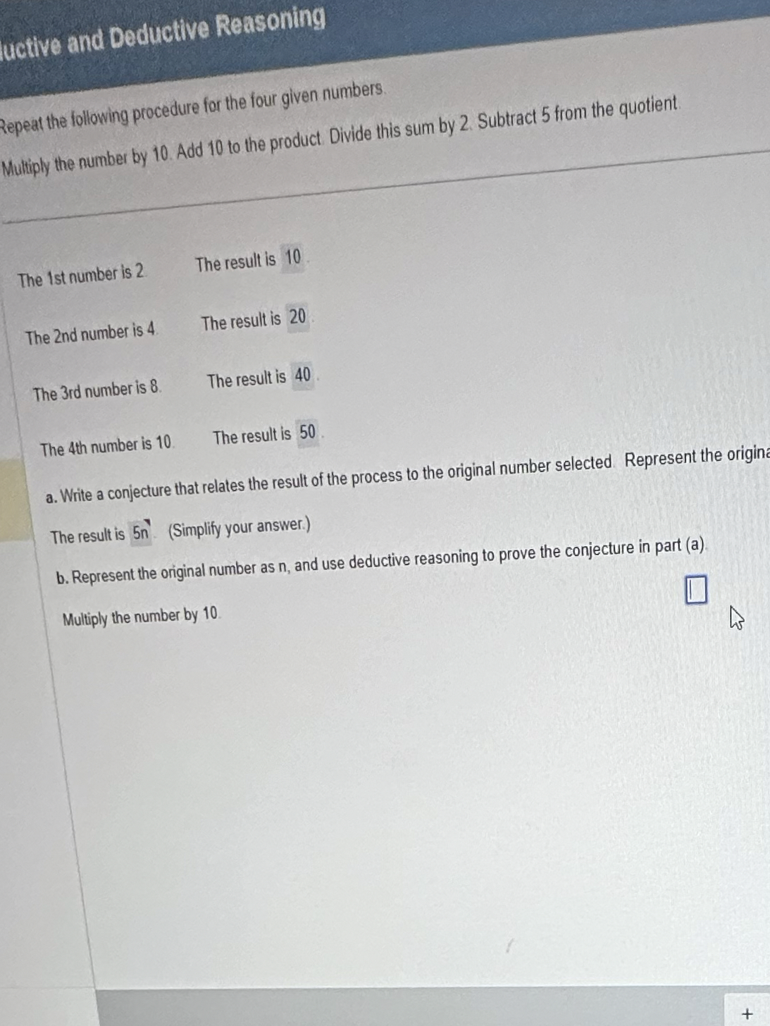 Solved uctive and Deductive ReasoningRepeat the following | Chegg.com