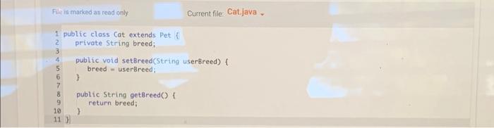 Solved The base class Pet has protected fieids petName, and | Chegg.com