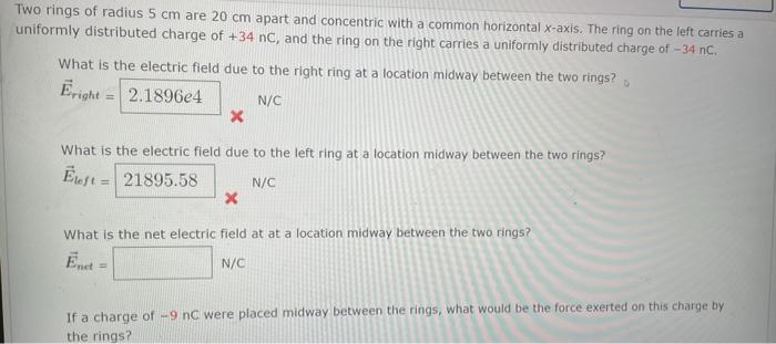 [Solved]: Two rings of radius 5cm are 20cm apart and concen