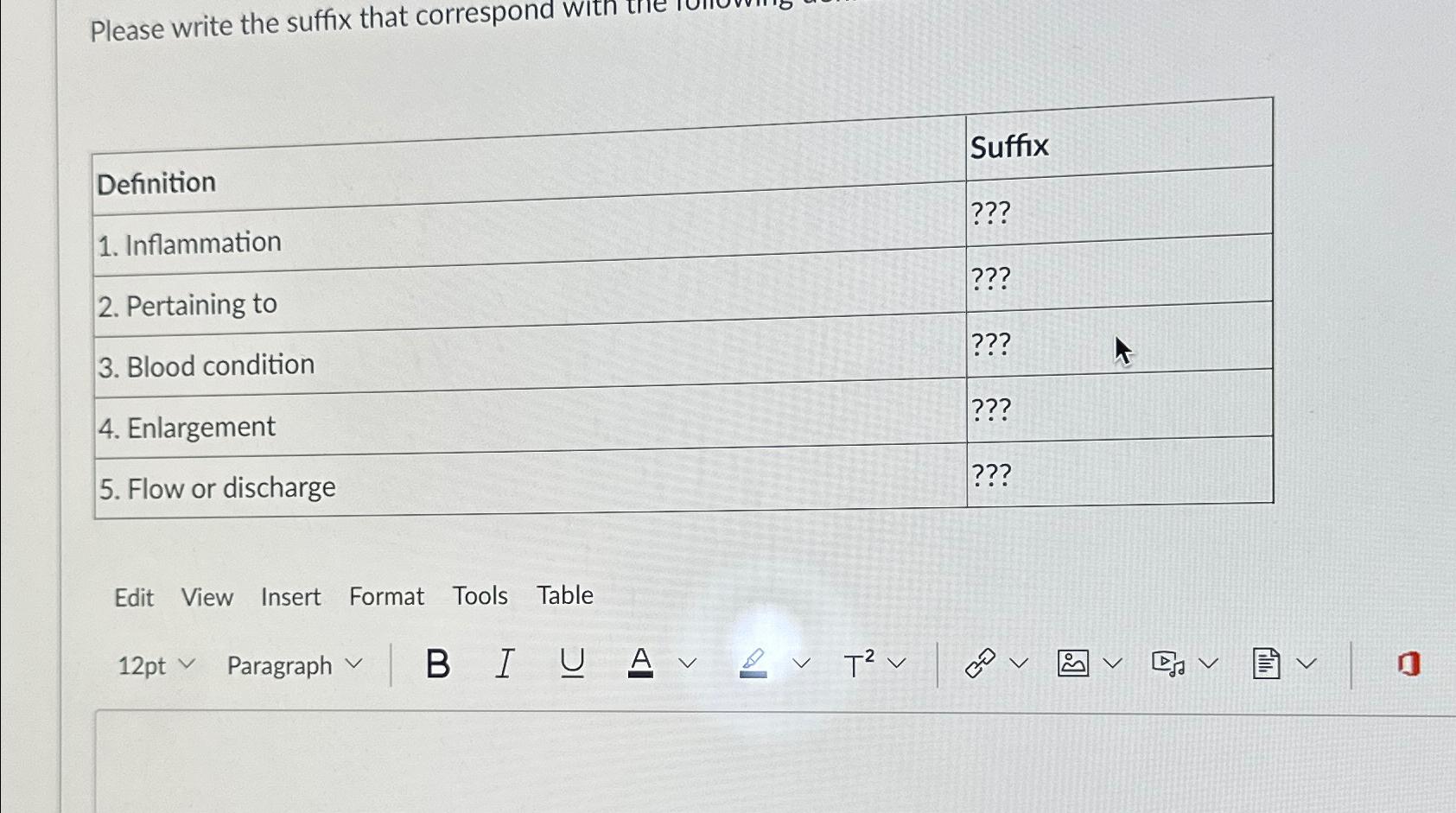 Solved Please write the suffix that correspond | Chegg.com Solved Please write the suffix that correspond | Chegg.com