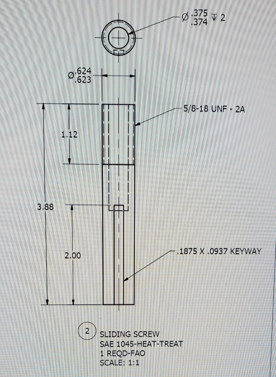 Solved SAE 1045-HEAT-TREAT 1 REQD-FAO SCALE: 1:1 | Chegg.com