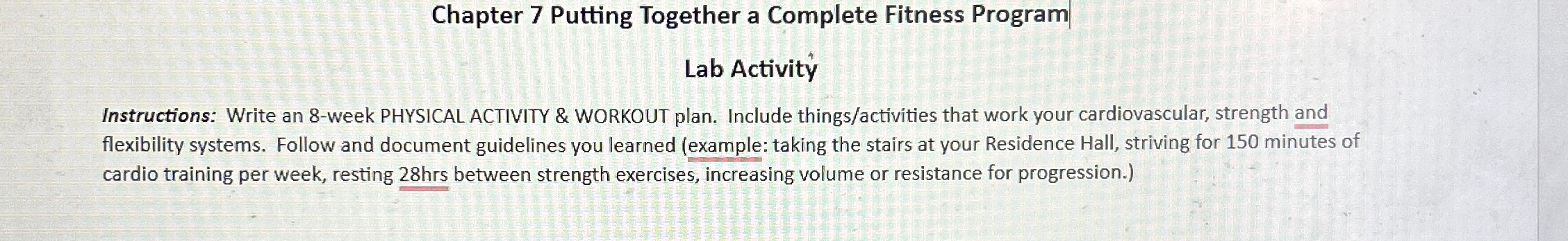 Solved Chapter 7 ﻿Putting Together a Complete Fitness | Chegg.com