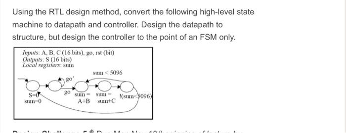 Solved Using the RTL design method, convert the following | Chegg.com