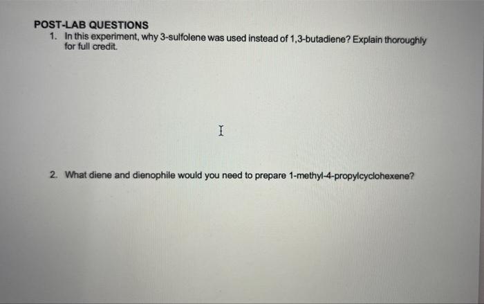 Solved Hello, please help with post lab questions. The first | Chegg.com
