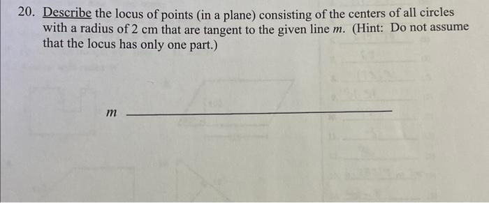 Solved 20. Describe the locus of points (in a plane) | Chegg.com