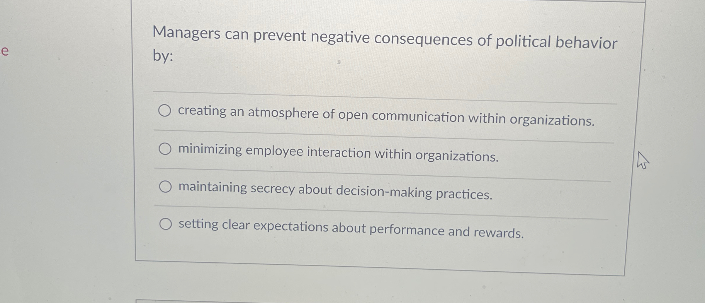 Solved Managers can prevent negative consequences of | Chegg.com