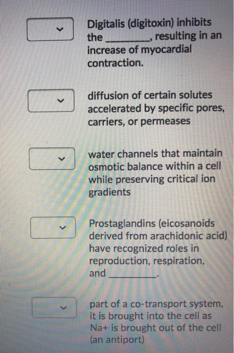 Solved V Digitalis (digitoxin) inhibits the resulting in an | Chegg.com
